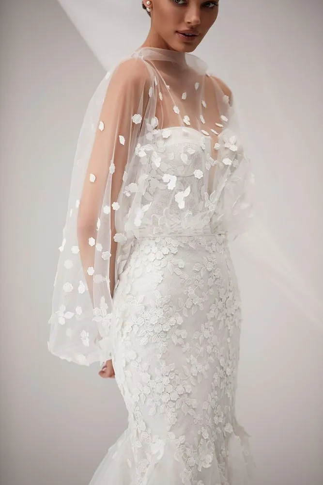 Jamelia - Ruffled mermaid wedding dress with strapless corset and wide ...